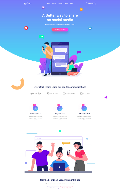 OXO - Multipurpose App Landing page CMS